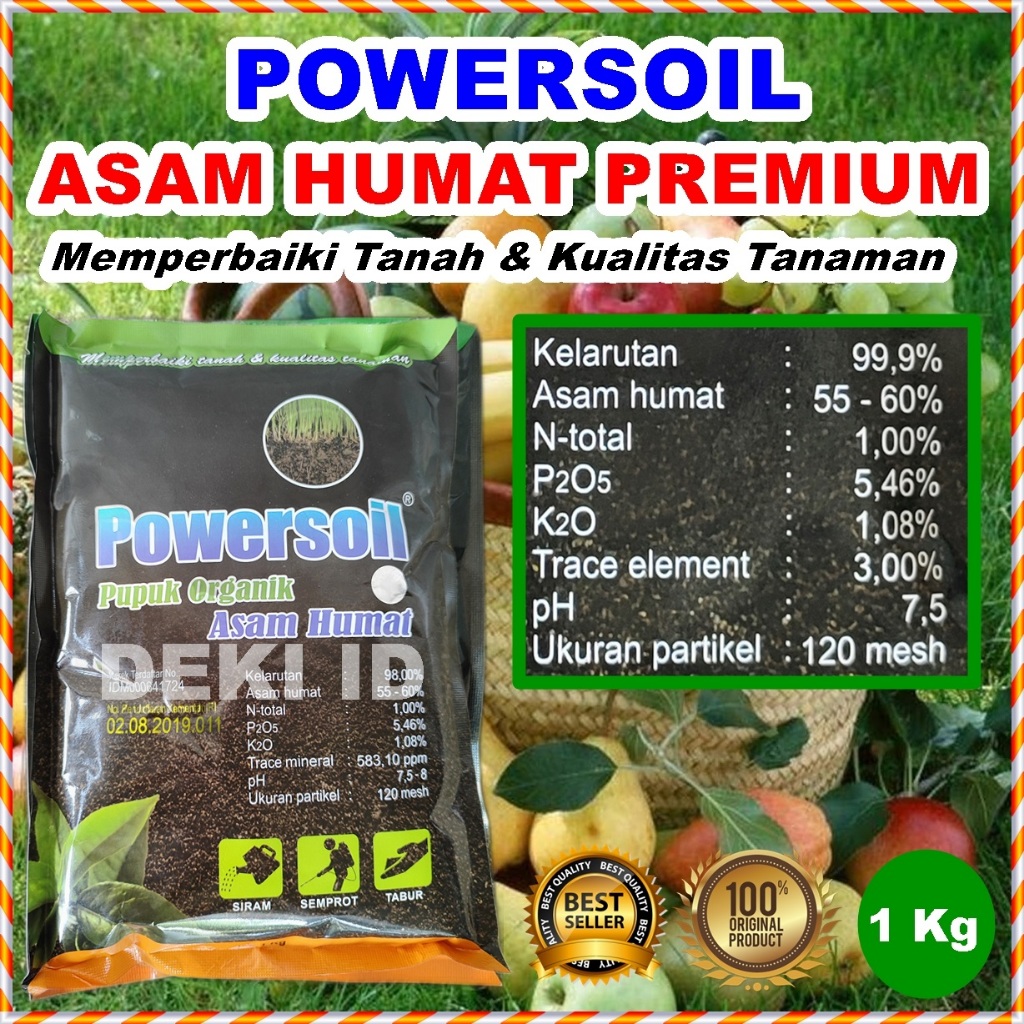 Jual Powersoil Asam Humat Pupuk Organik Pembenah Penyubur Tanah Humic Acid Premium Grade 1 kg ...