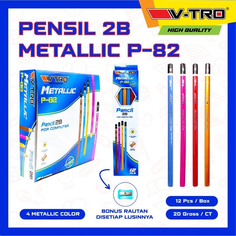 Jual Pensil 2B metalik Per Pak isi 12 PCS | Shopee Indonesia
