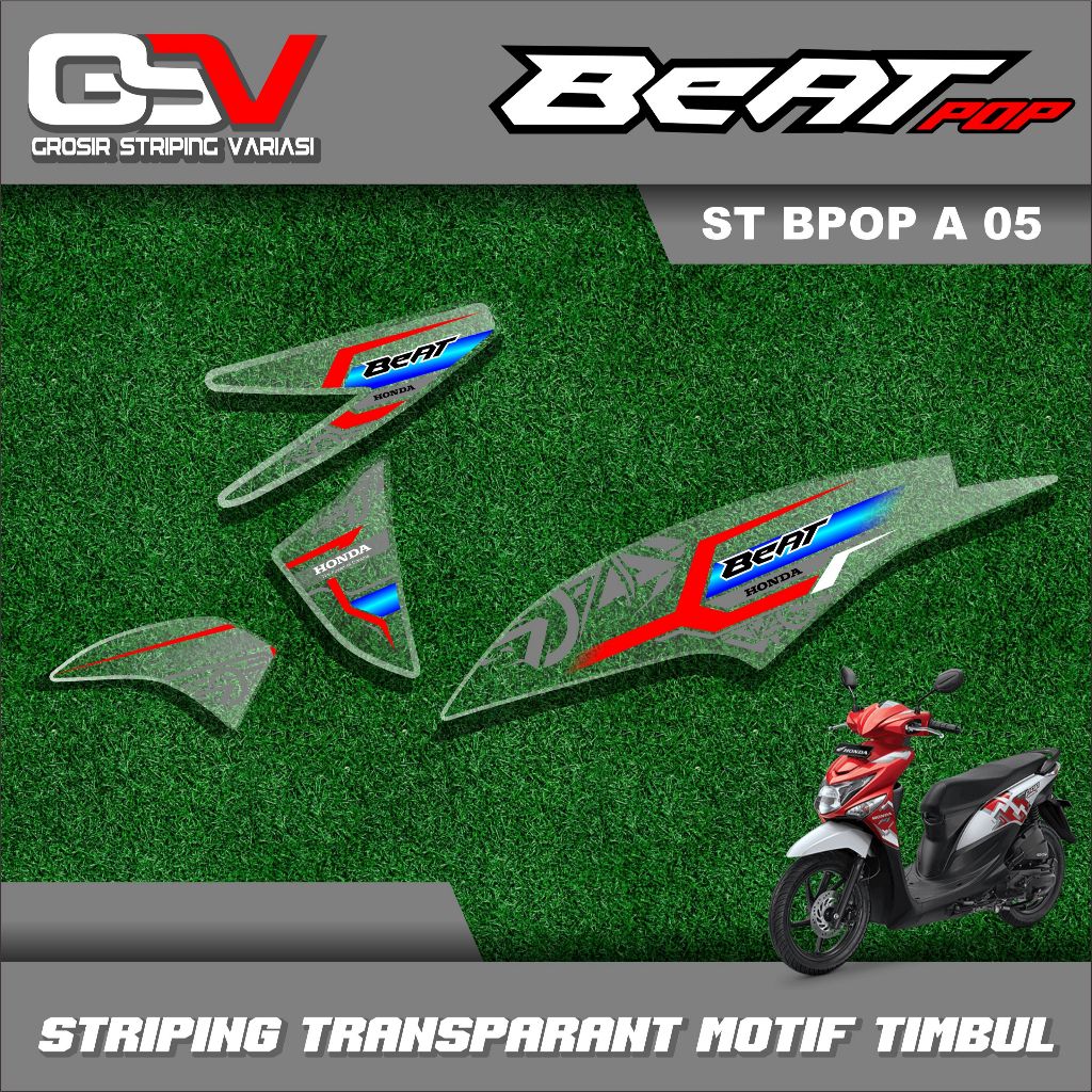 Jual Striping UV Transparan Honda Beat POP custom sticker model ST BPOP ...
