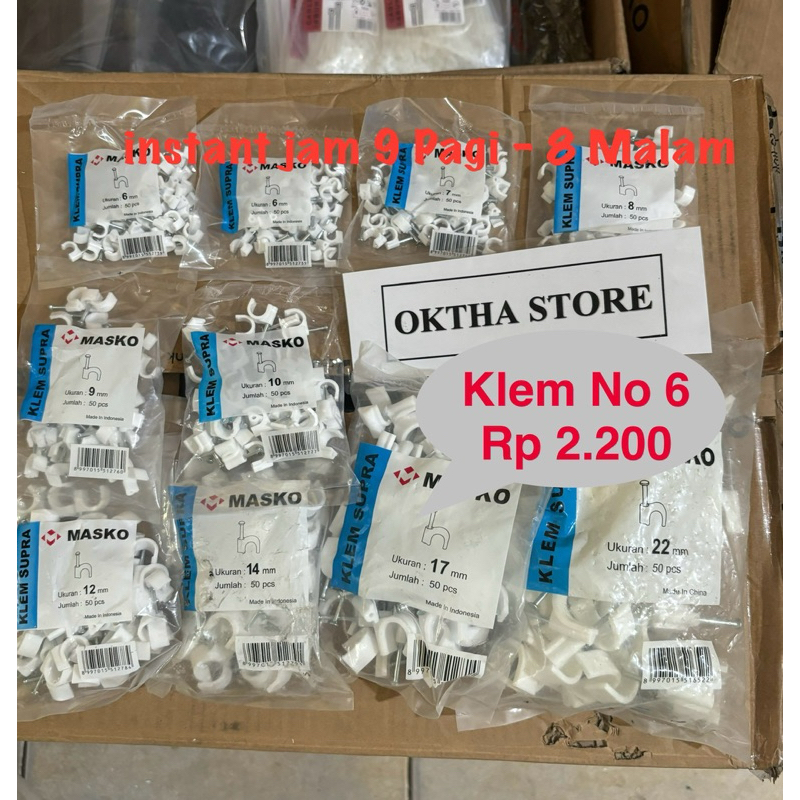 Jual KLEM KABEL PAKU BETON NO 6 MM ( ISI 50 PCS ) MASKO no 6mm / CABLE ...