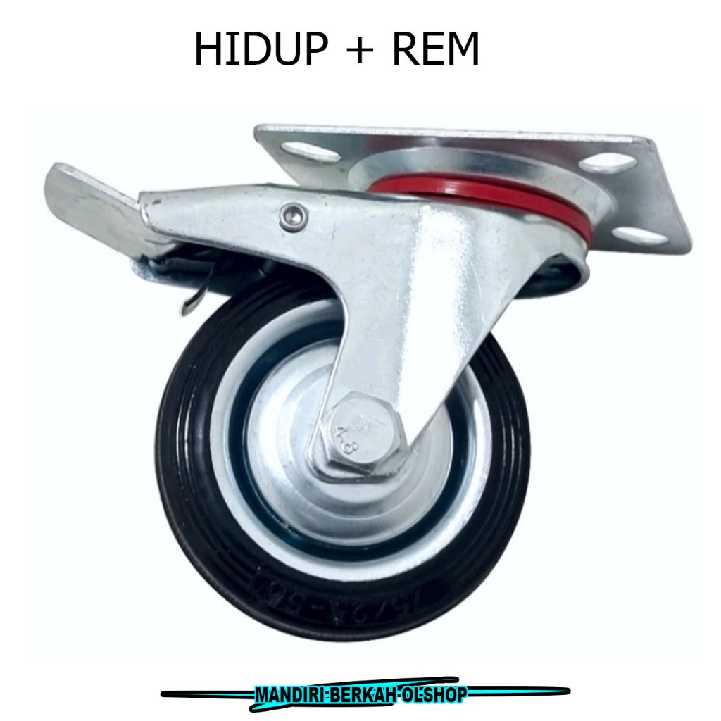 Jual Roda Karet 3 Inch Hidup Rem - Roda Kastor Etalase Troli Trolley 75 ...