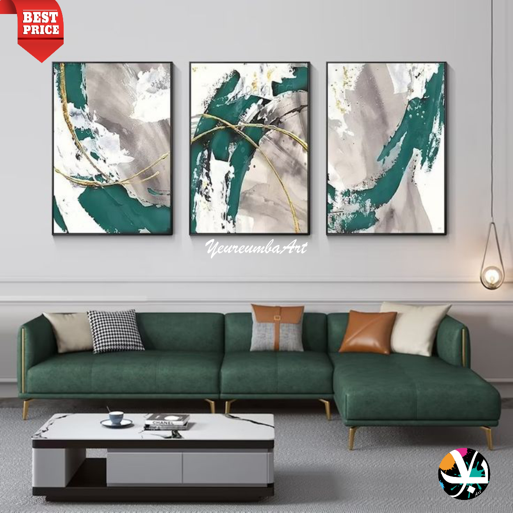 Jual Lukisan kanvas abstrak - lukisan minimalis - lukisan panel 3 pcs ...