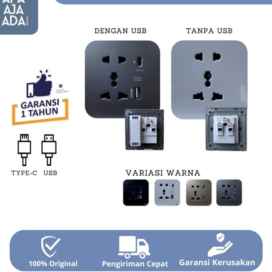 Jual HJ6 Stop kontak universal USB 2 Port Colokan Listrik Dinding ...