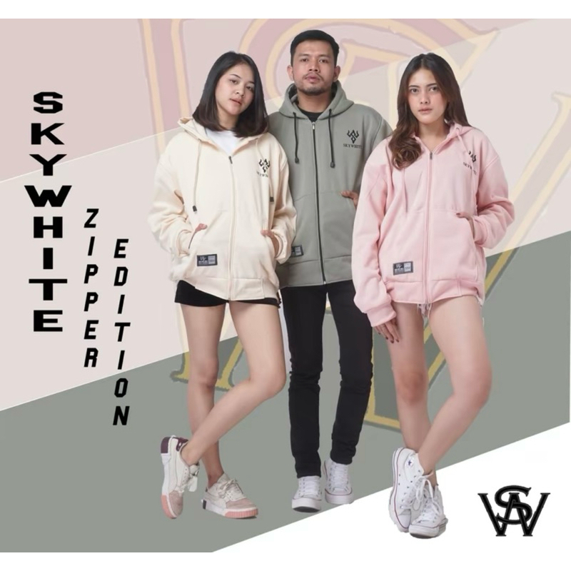 Jual HOODIE ZIPPER RESLETING Sky White Olive Denim Hitam Taro Premium ...