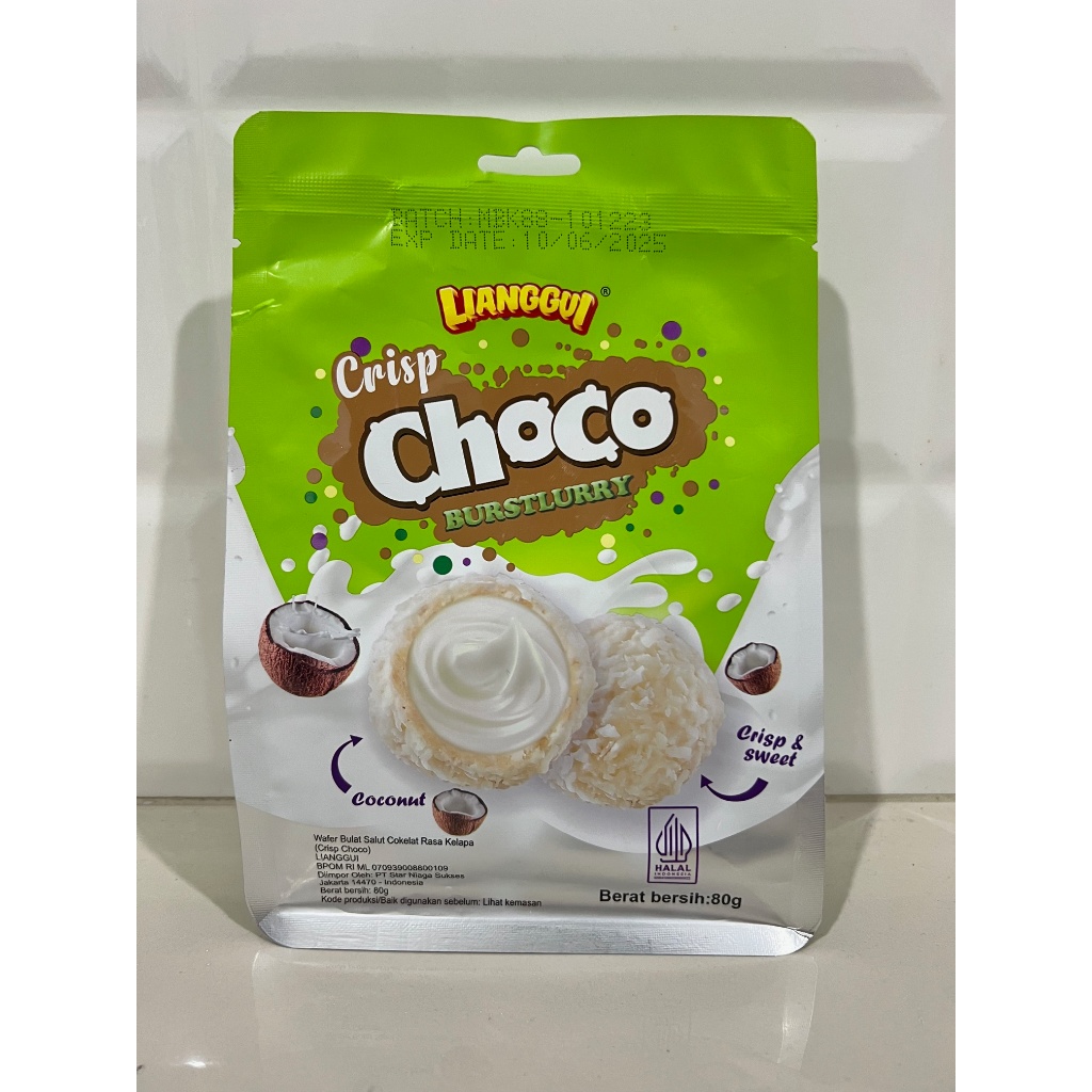 Jual Lianggui Crisp Choco Burstlurry Coconut / Wafer Bulat Isi Coklat ...