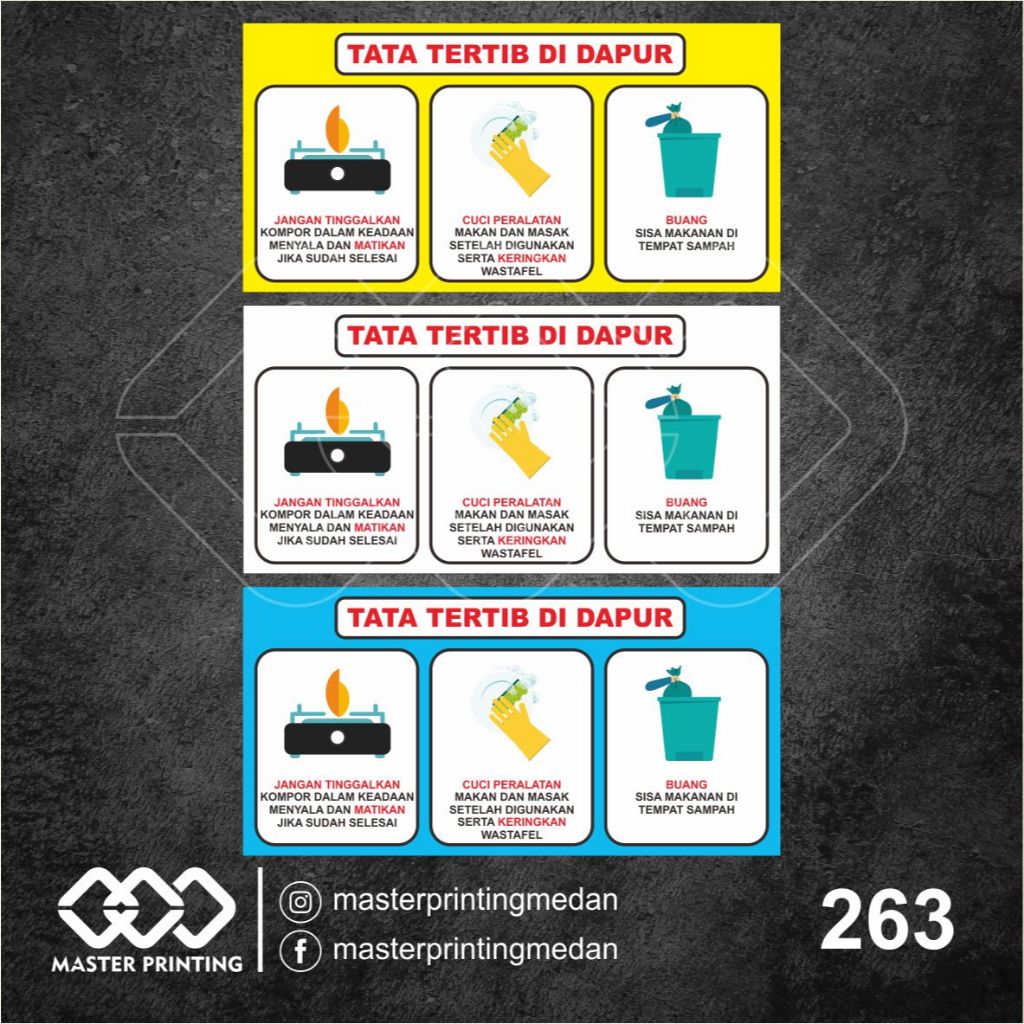 Jual 263 - Stiker Tata Tertib di Dapur, Sticker Vinyl, Premium, Tahan ...