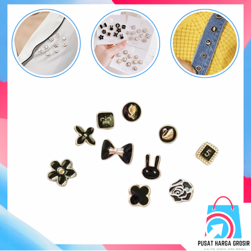 Jual PHG - Set Bros Pin 10 In 1 Motif Bunga Bintang Kelinci Aneka ...