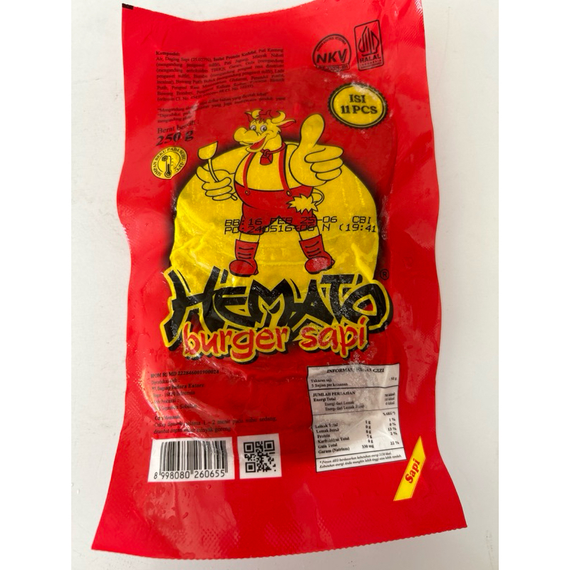 Jual HEMATO Burger Sapi Isi 10 250gr | Shopee Indonesia