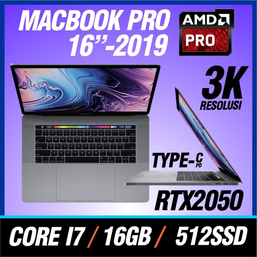 Jual APPLE MACBOOKPRO-Core i7-16GB RAM-512GB SSD-AMD-16inc-2019-touch A2141 a1990 | Shopee Indonesia