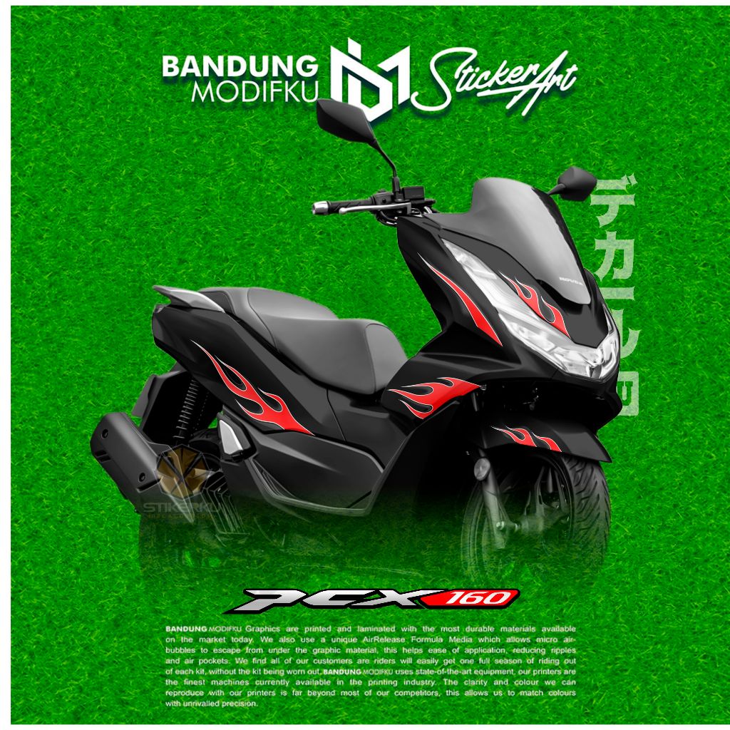 Jual STRIPING PCX NEW 160 MOTIF C / BANDUNG MODIFKU / EDISI API/ STIKER ...