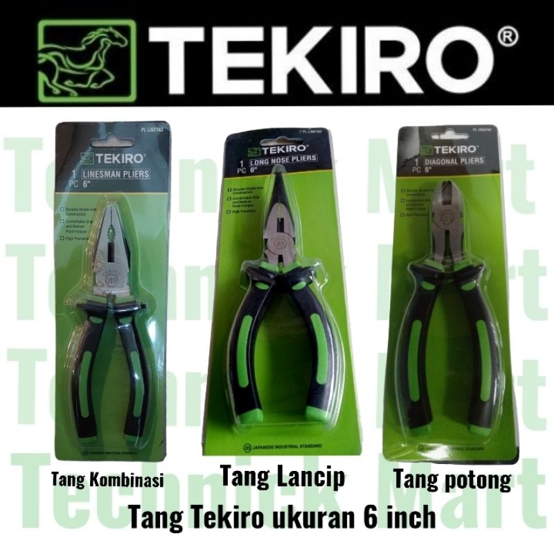 Jual Tang TEKIRO 6 inch tang kombinasi tang lancip tang potong | Shopee ...