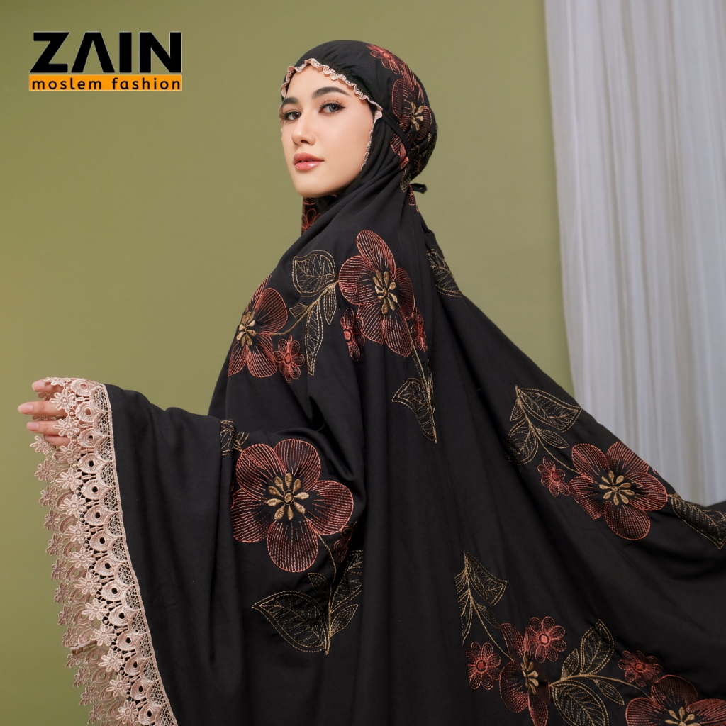 Jual ZAIN MOSLEM FASHION Mukena Dewasa Katun Premium Bordir Bunga ...