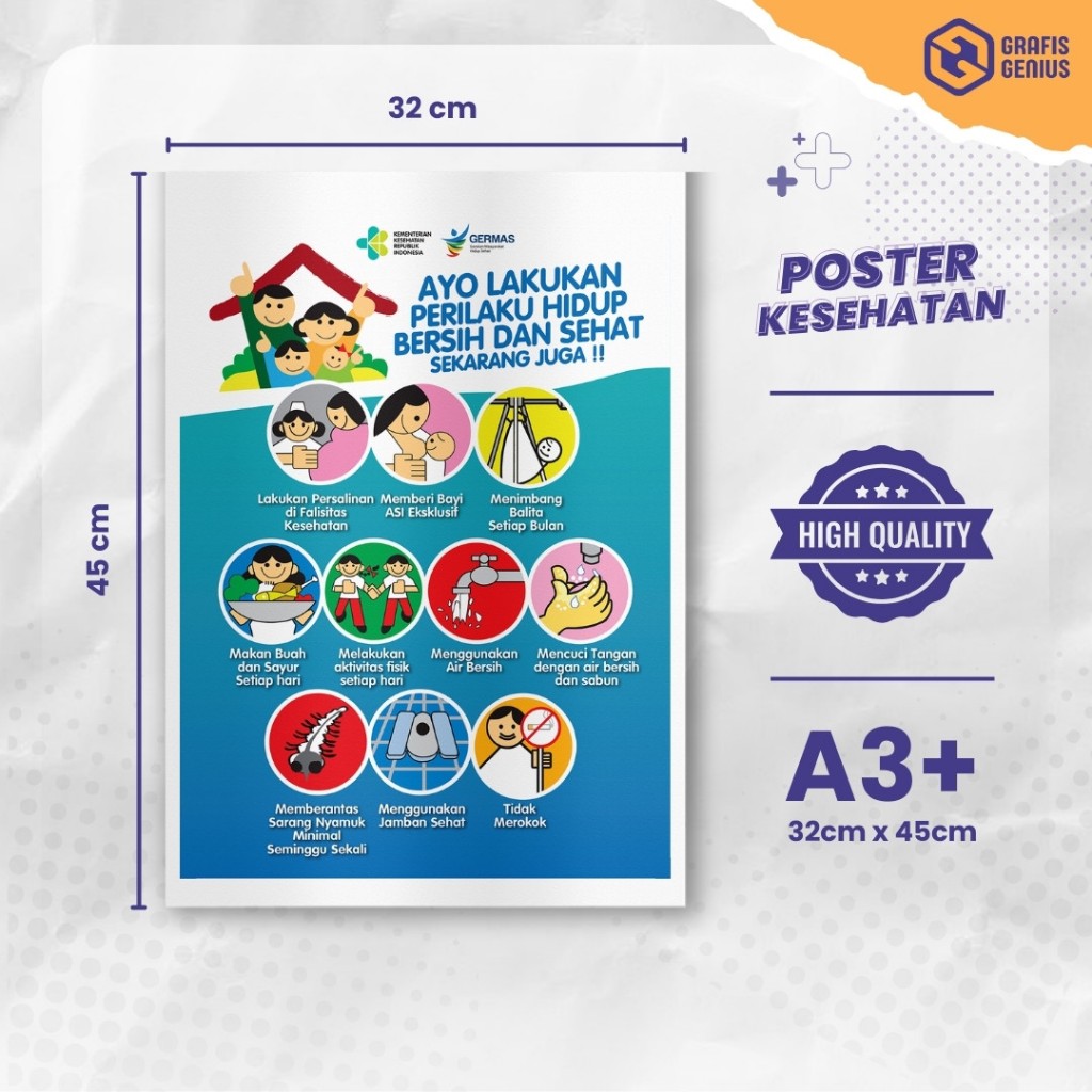 Jual Poster Kesehatan Ayo Lakukan Hidup Bersih Dan Sehat Sekarang Juga A3+ | Shopee Indonesia