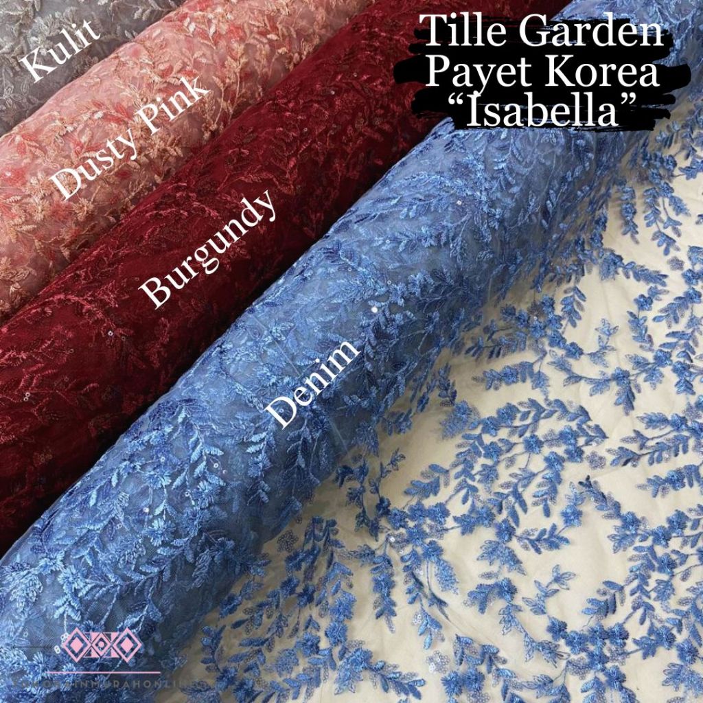 Jual Kain Tille Brokat Korea Full Payet TEBAL Motif ISABELLA NEW 2024 ...