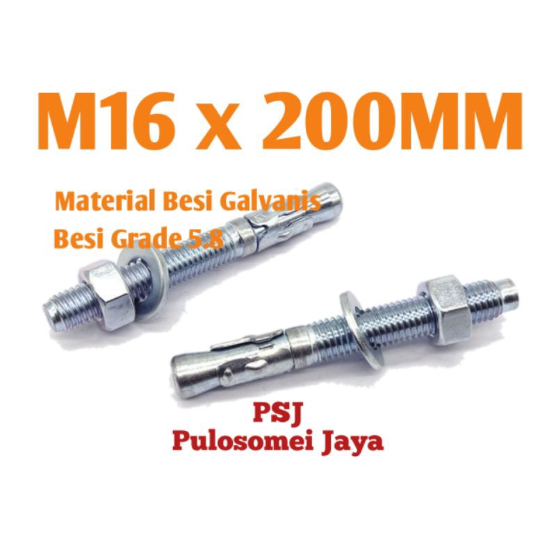 Jual Angkur Trubolt M16 x 200 / Wedge Anchor M16 x 200 Galvanis ...