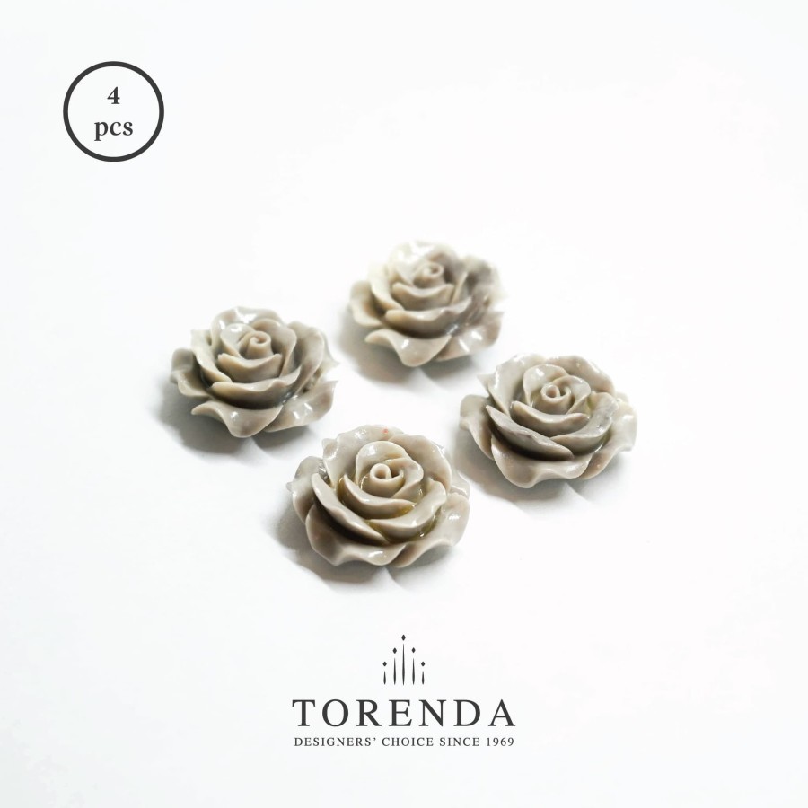 Jual Torenda Rose Acrylic Abu-Abu (10mm) - Bunga Payet (Flower Beads ...