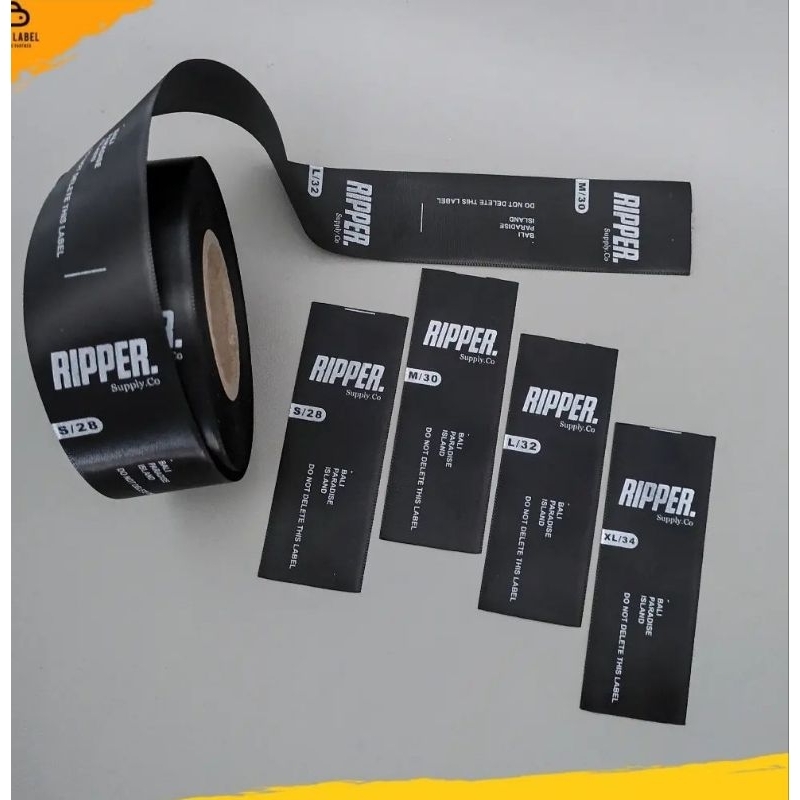 Jual label satin hitam premium tebal lebar 3cm minimal 500pcs | Shopee ...