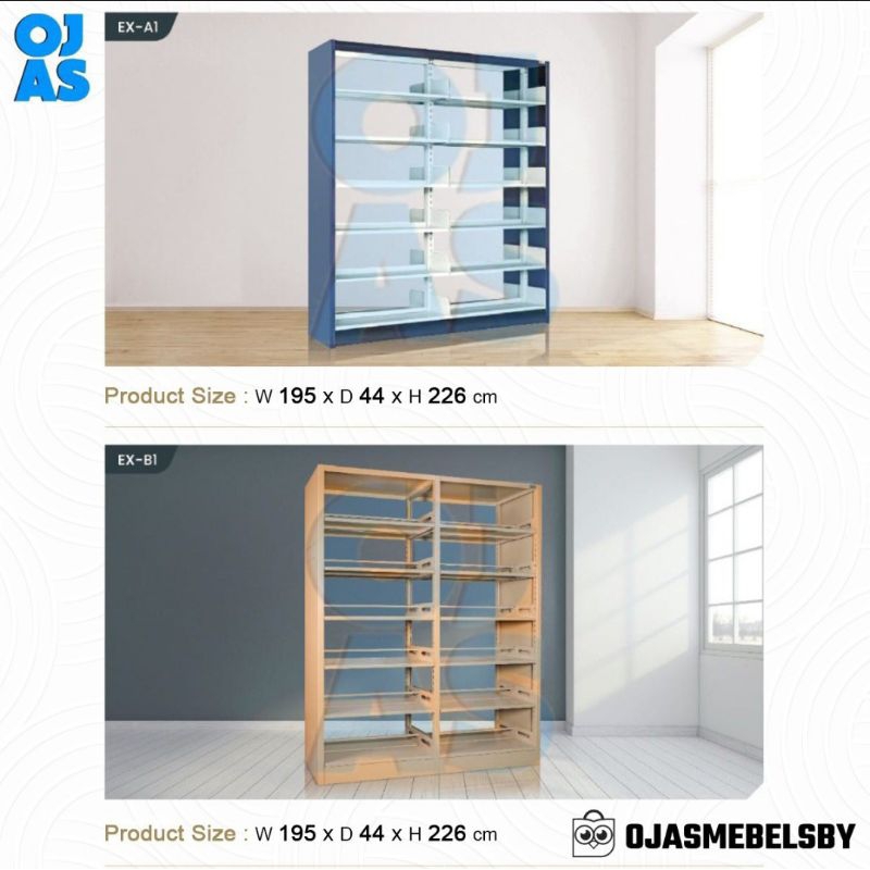 Jual RAK PERPUSTAKAAN SEKOLAH 2 MUKA UKURAN BESAR | Shopee Indonesia