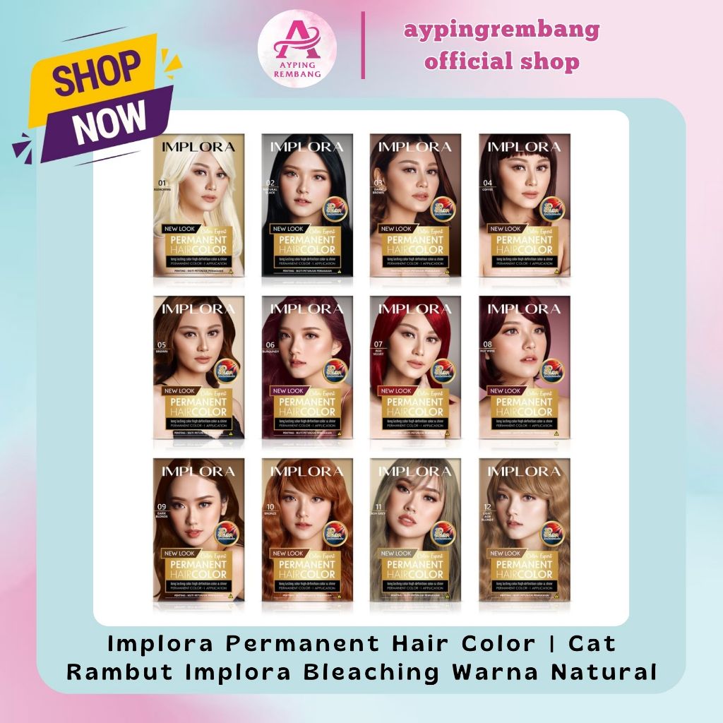 Jual IMPLORA Permanent Hair Color | Cat Rambut Implora Bleaching Warna ...