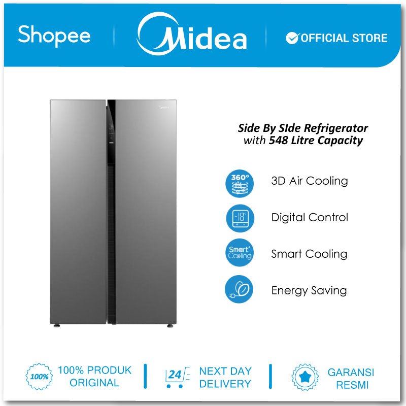 Jual Midea Kulkas Side by Side / Kulkas 2 Pintu Kapasitas 548L - Model ...
