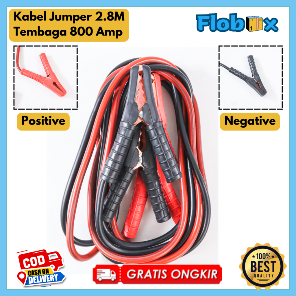 Jual Kabel Jumper Aki Starter Mobil Mogok Panjang 2.8 Meter / 4 Meter Tembaga 800 Amp | Shopee ...