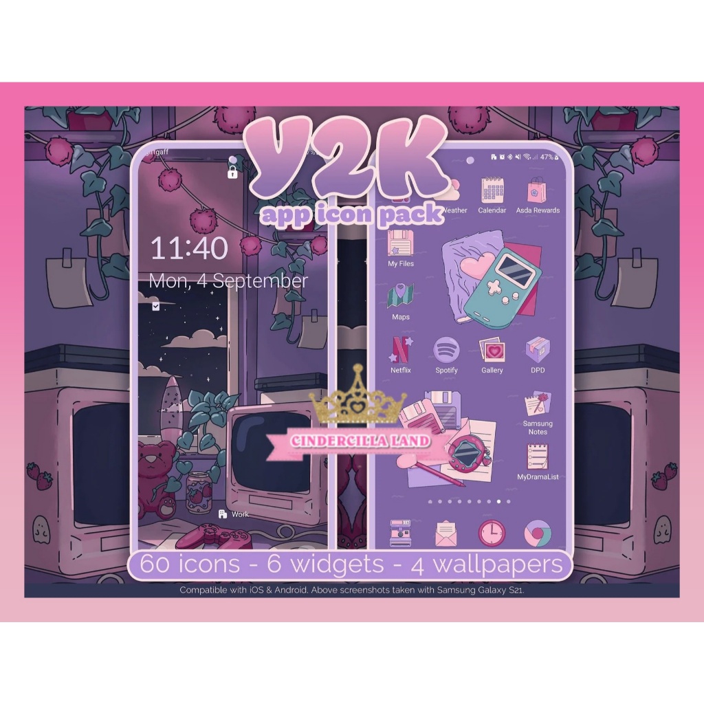 Jual CINDERCILLA LAND IOS ANDROID THEME / Y2K Aesthetic Icon Pack for ...