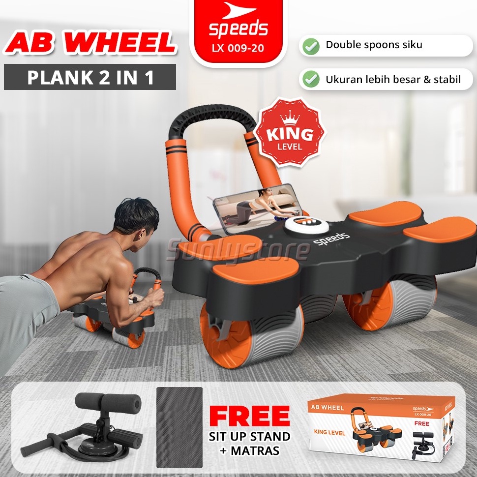 Jual KODE T3B SPEEDS AB Wheels Plank Trainer Ab Roller 2 Roda Automatic Rebound 2in1 Exercise ...