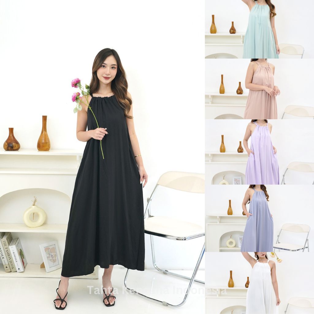Jual Tahta Kencana - Willona Long Dress Casual Halter Neck Flowy l ...