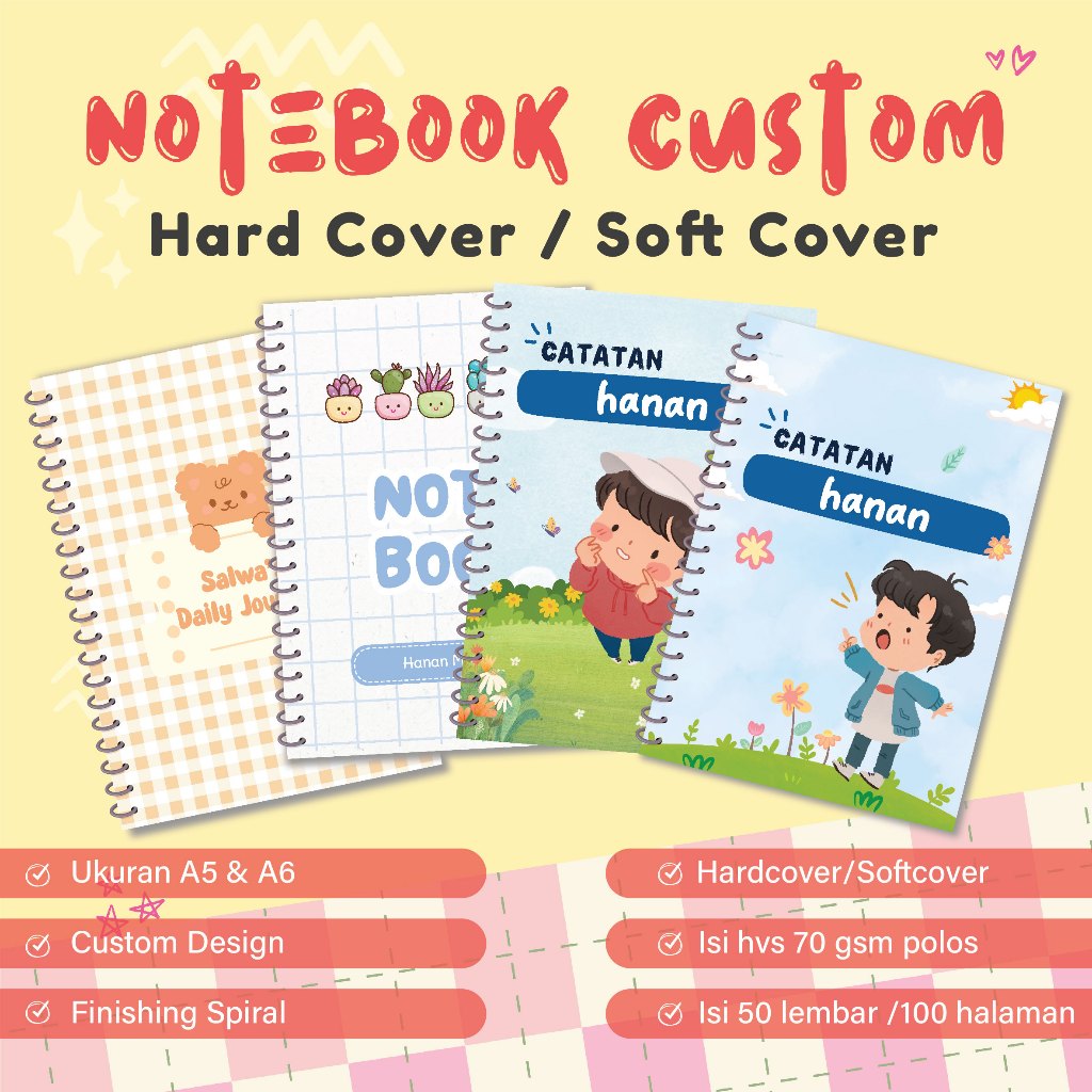 Jual NOTEBOOK A5 SPIRAL CUSTOM NAMA GAMBAR FOTO BUKU AGENDA / DIARY ...