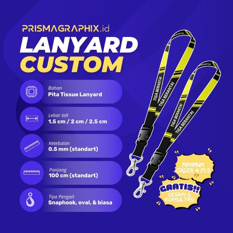 Jual LANYARD CUSTOM 2 Sisi (1.5cm, 2cm, 2.5cm) | Shopee Indonesia