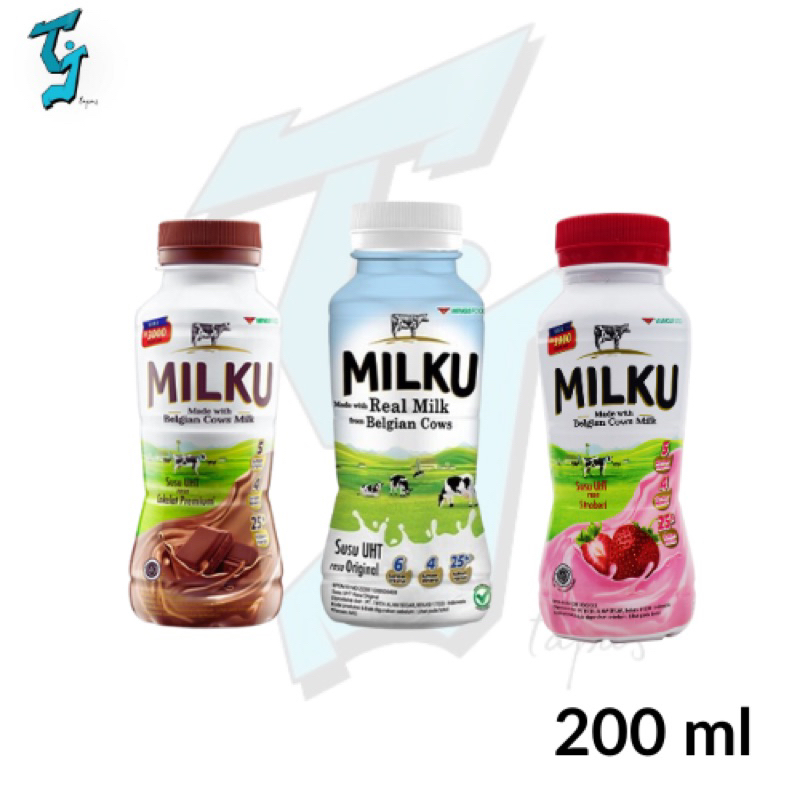Jual MILKU Susu UHT Botol @200ml. Semua Rasa. Satuan. | Shopee Indonesia