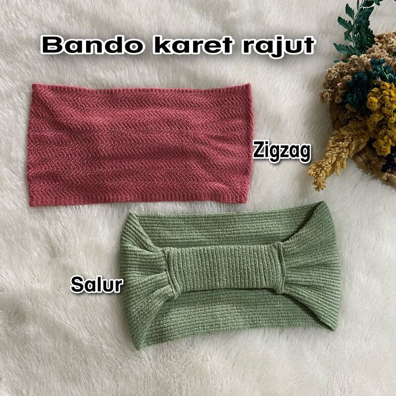 Jual Bando Rajut Bandana Karet Belakang Iner Rajut Wanita | Shopee ...