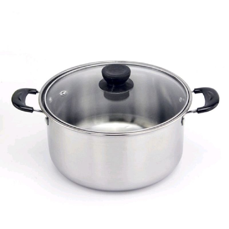 Jual Panci Kuping Stainless Steel Tutup Kaca 24 cm | Panci Sup ...