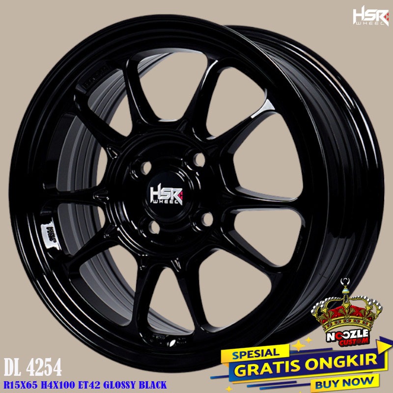 Jual Velg Racing Brio Agya Ring 15 HSR Type DL Pelek Full Black Single ...
