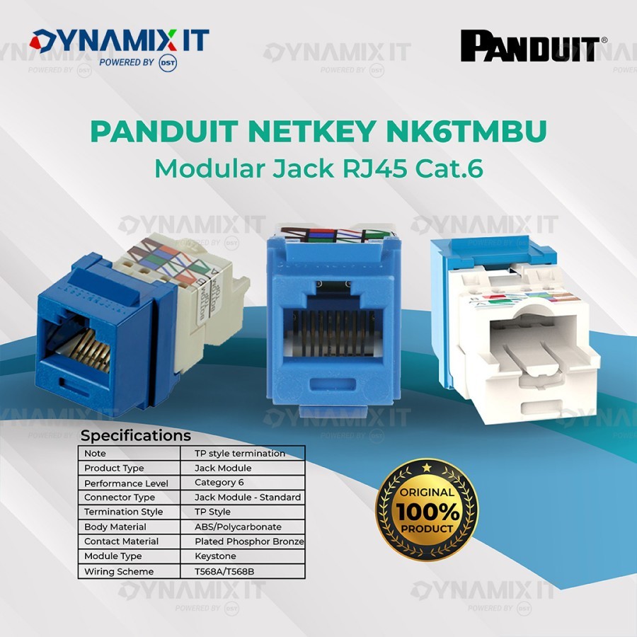 Jual PANDUIT NETKEY Modular Jack RJ45 Cat.6 - NK6TMBU | Shopee Indonesia