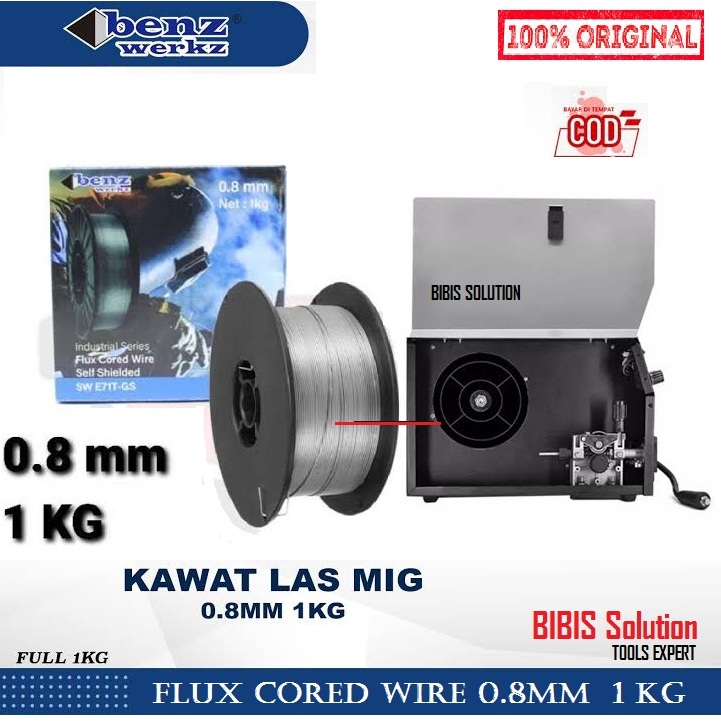 Jual Kawat las Flux Core 0.8mm 1kg Mig inverter welding wire flug core tanpa gas Benz | Shopee ...