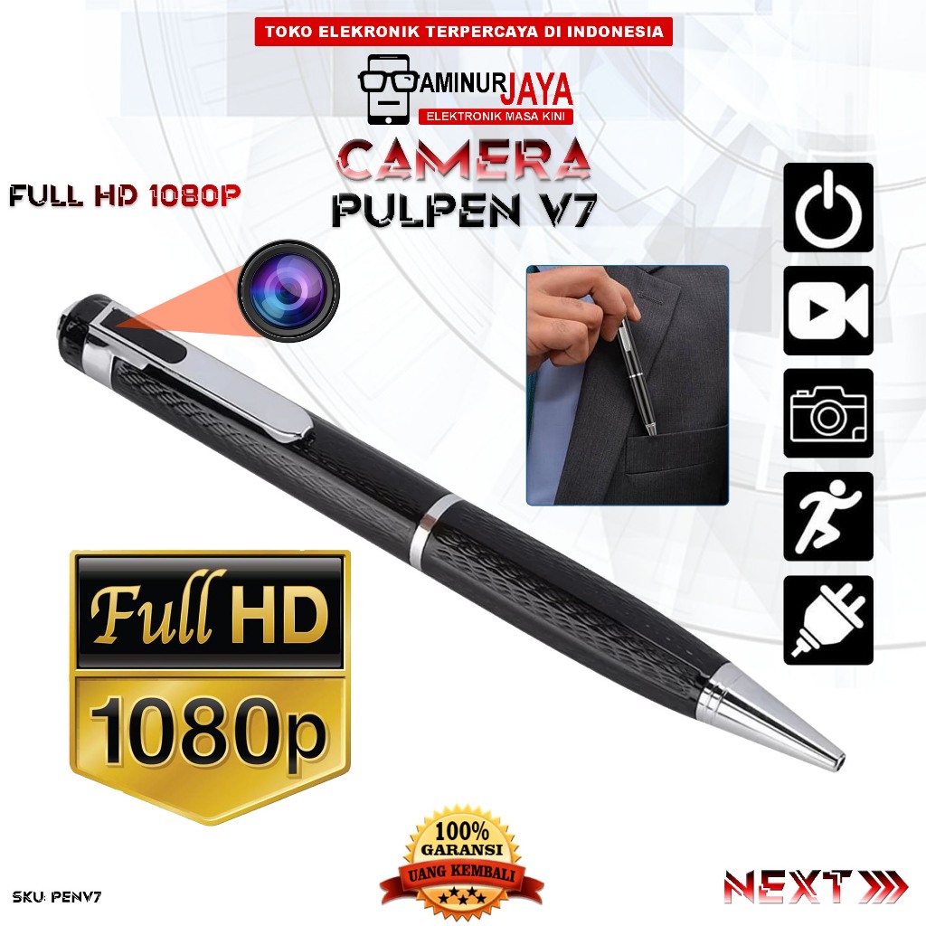 Jual Spy Kamera Mini Unik Model Pulpen Pena Pen V7 HD 1080P Spycam ...