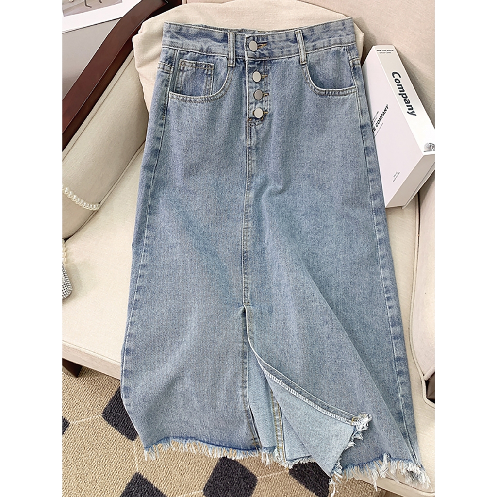 Jual 【boll.id】Bigsize Jumbo — Rok Jeans Panjang Rok Span Korean Style ...