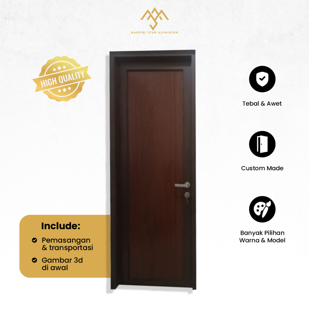 Jual Pintu Kamar Mandi WC Aluminium Motif Kayu Tebal Minimalis Modern ...