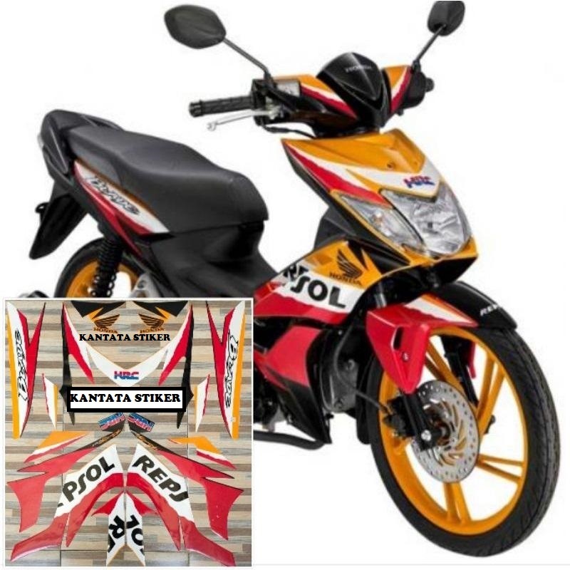 Jual STIKER STRIPING MOTOR HONDA BLADE REPSOL 2011 HRC HITAM ORANGE ...