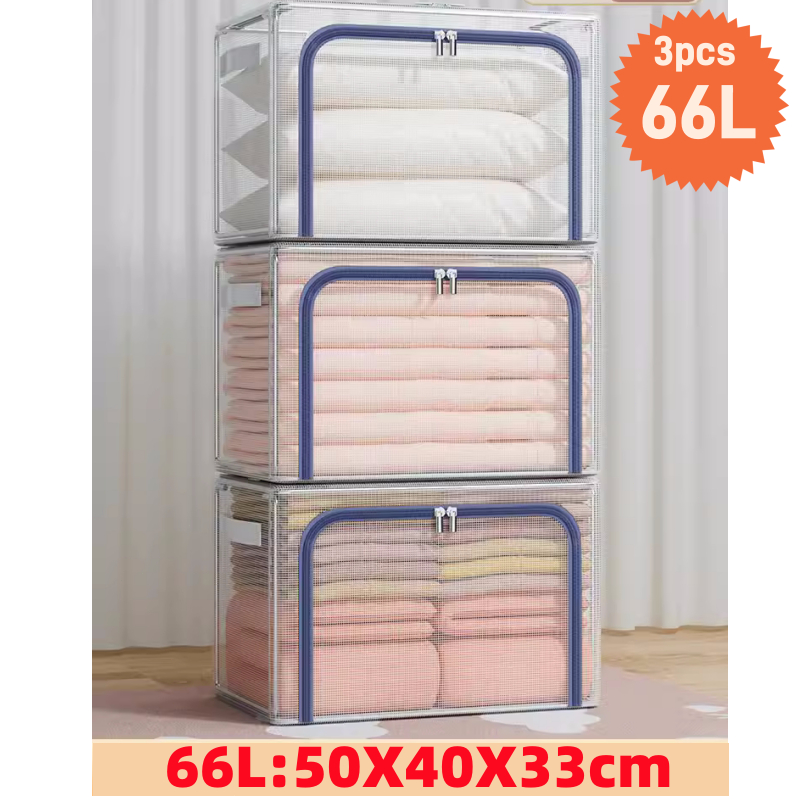 Jual Kotak Penyimpanan 66L 110L Storage Box Organizer Besar Lipat Transparant Large Box Storage ...