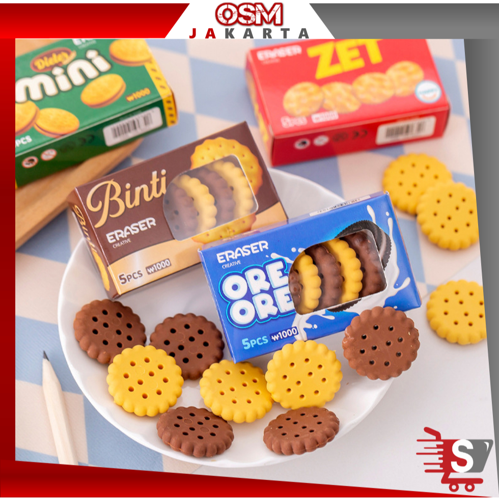 Jual OSM JKT S6299 Penghapus 5 in 1 Bentuk Biskuit / Biscuit Eraser For ...