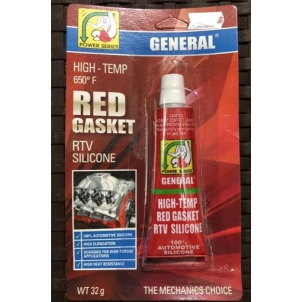 Jual 1 Pak 12 Pcs Lem Silikon Red General 32 Gram Lem Gasket Merah Red ...