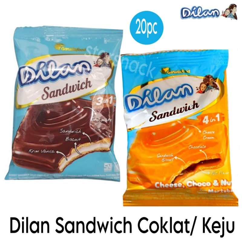 Jual Dilan Sandwich coklat keju isi 20pc/pack | Shopee Indonesia