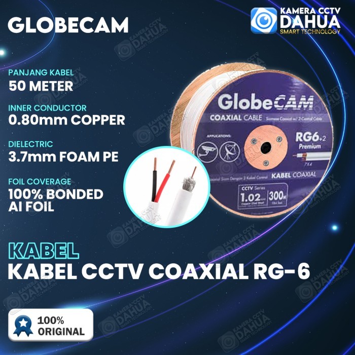 Jual KABEL KAMERA CCTV RG6 COAXIAL SIAMESE 50 METER PUTIH PLUS POWER 50M | Shopee Indonesia