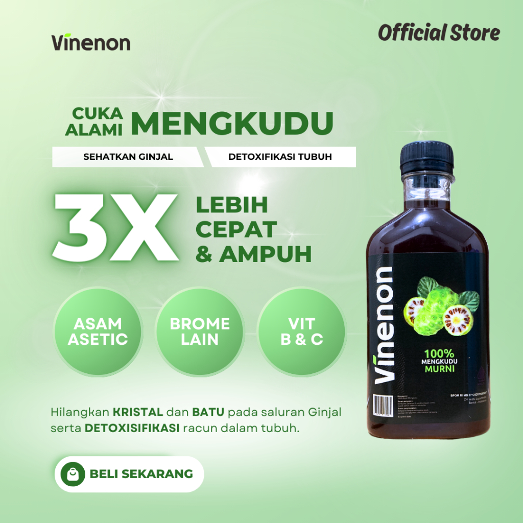 Jual Vinenon - Cuka Mengkudu - Atasi Batu Ginjal Sampai Hancur - Halal ...