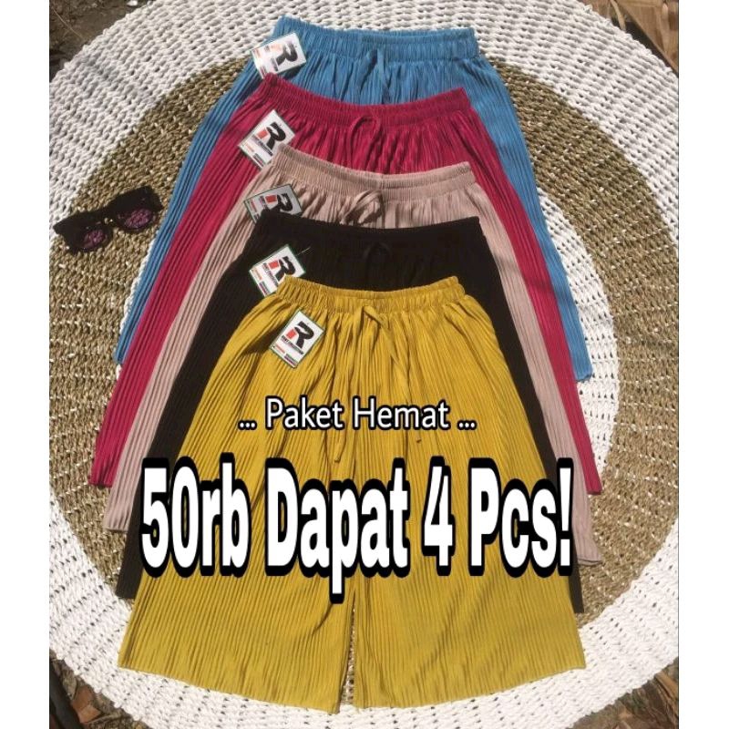 Jual 50RB DAPAT 4 PCS! CELANA KULOT LIDI PLISKET PENDEK 7/8 CELANA ...