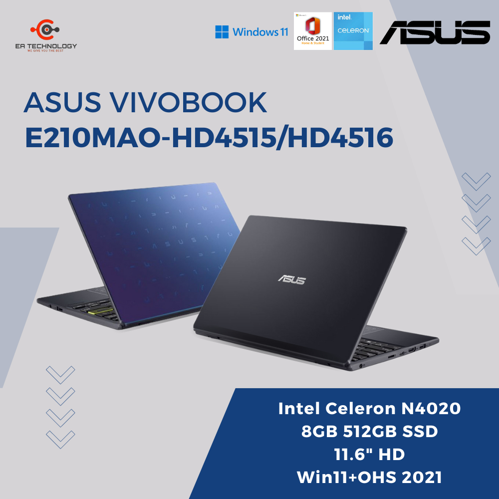 Jual ASUS E210MAO-HD4515/HD4516 Intel Celeron N4020 8GB 512SSD 11.6" HD ...