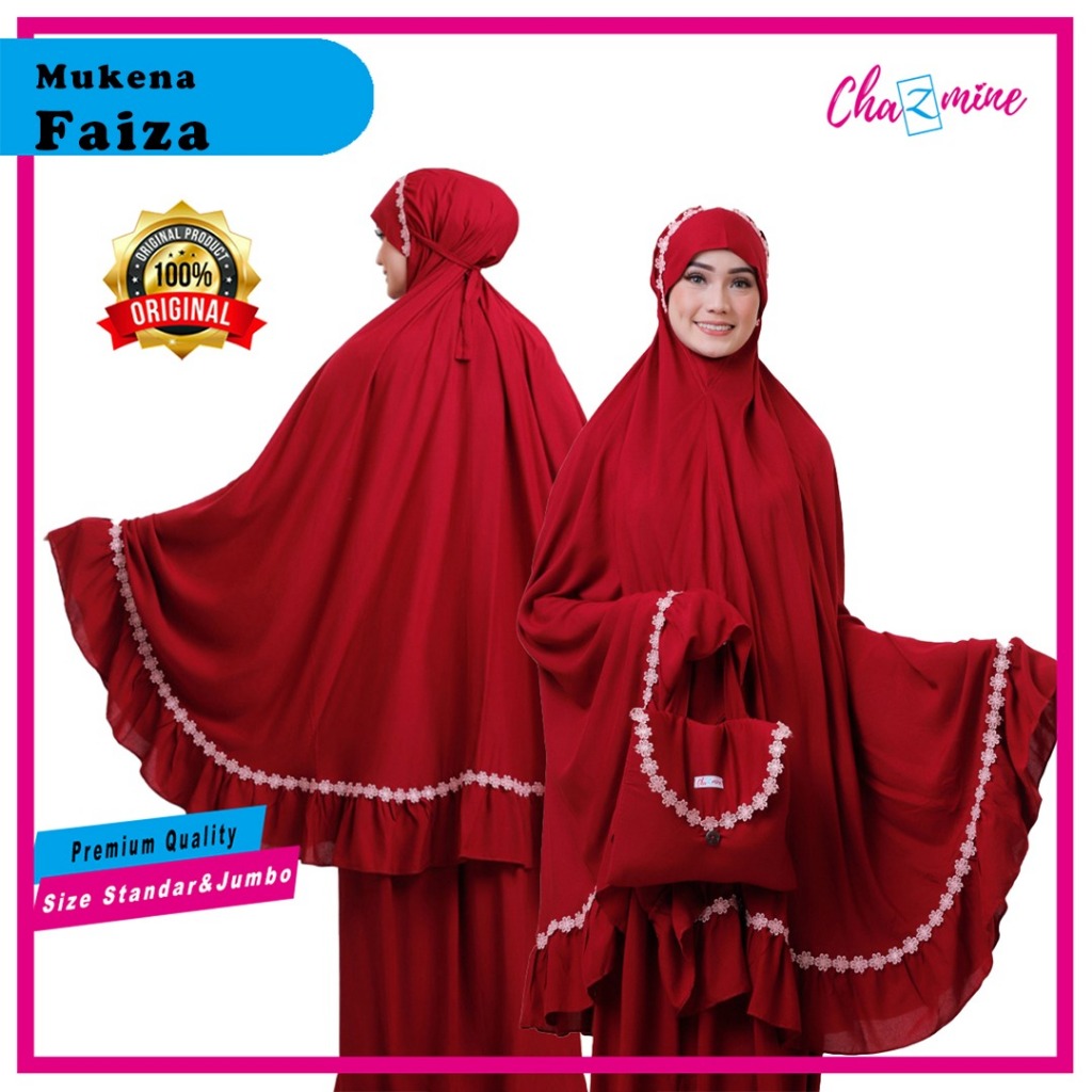 Jual CHAZMINE - Faiza Mukena Dewasa Jumbo Standar Rayon Polos Renda Kombinasi | Shopee Indonesia