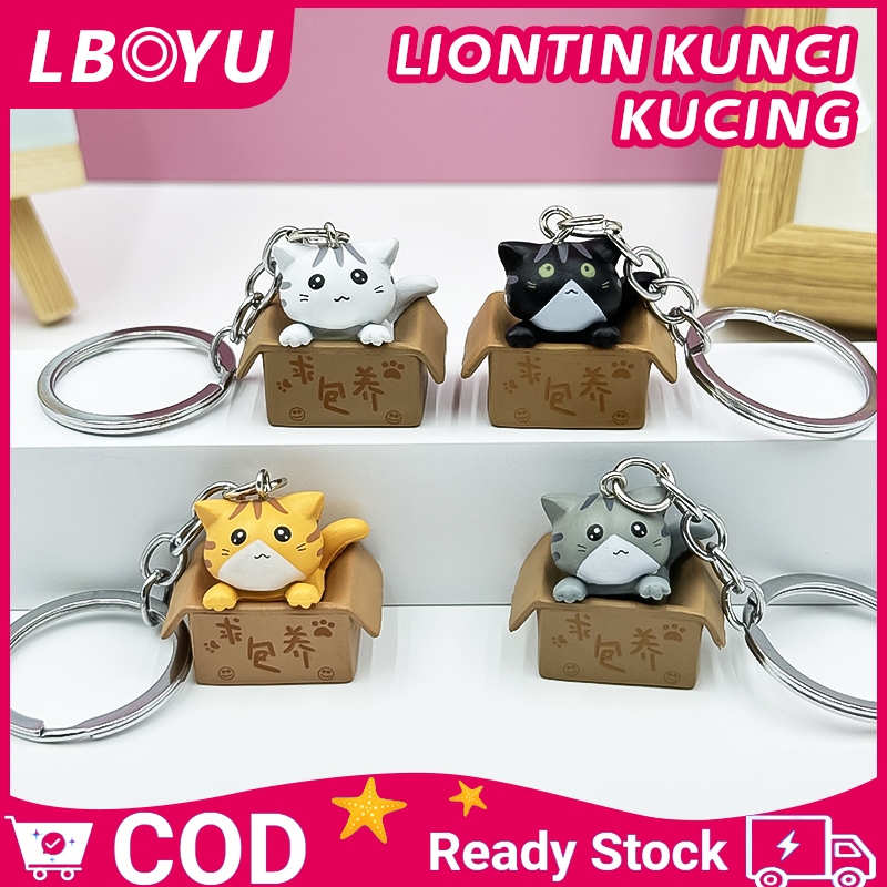 Jual Lucu Cat Box Keychain Boneka Kucing Kucing Kardus Gantungan Kunci ...